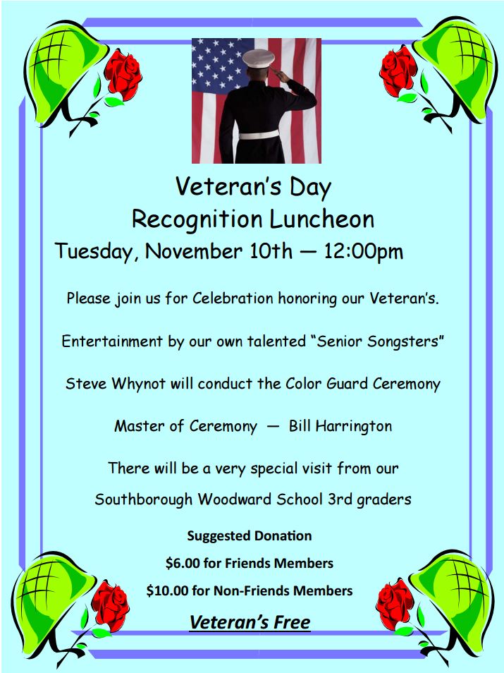 Senior Center To Celebrate Veterans Nov 10 My Southborough