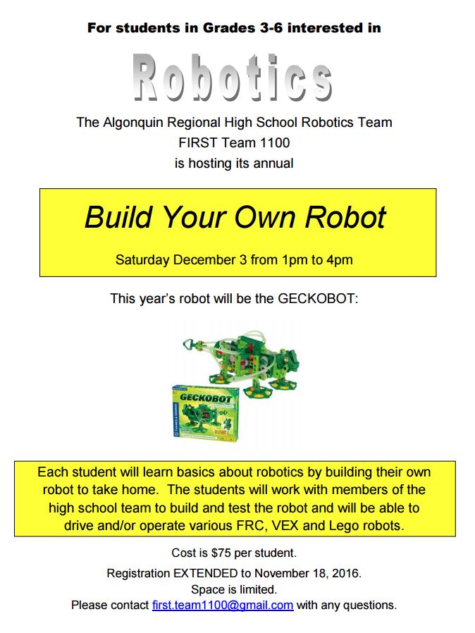 "Build Your Own Robot" for 3-6 graders - Register by Friday - My ...