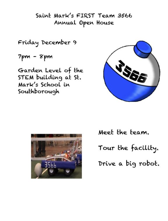 St. Mark's FIRST robotics open house - Dec 9 - My Southborough