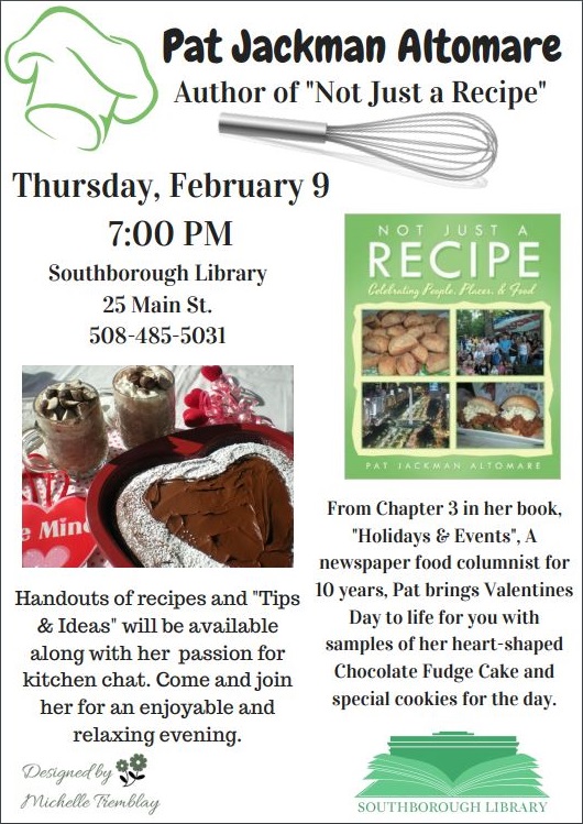 Enjoy valentine treats and kitchen chat with author Pat Jackman ...