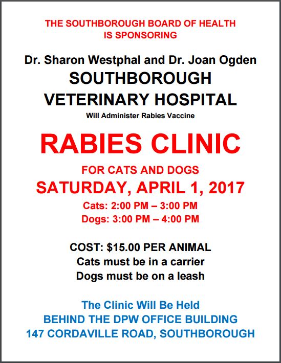 Rabies clinic for cats and dogs on April 1st - My Southborough