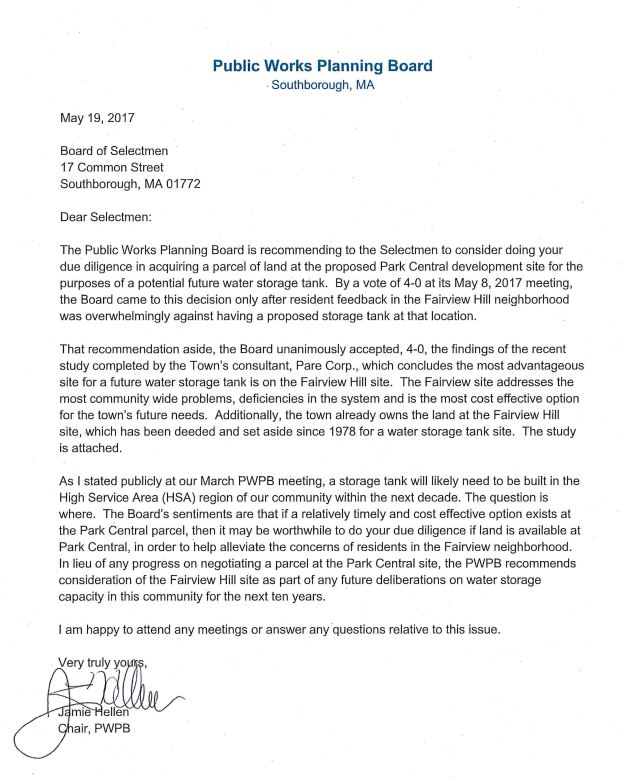 Public Works Planning qualifies Fairview Hill best site for Water Tower ...