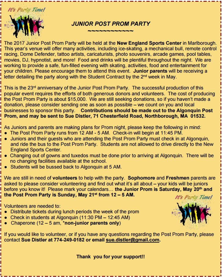 Helping to make for a safe prom night - volunteers and donations needed ...