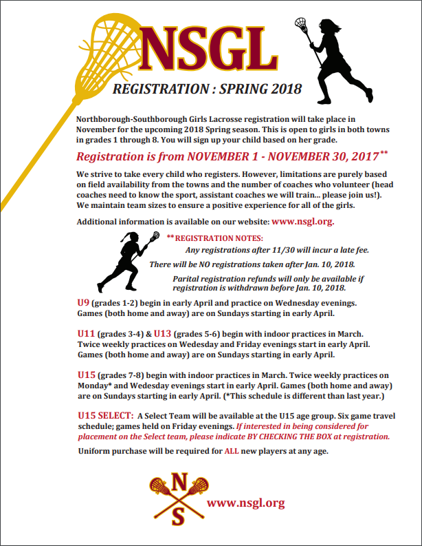 Girls Lacrosse - register for spring by Nov 30th - My Southborough