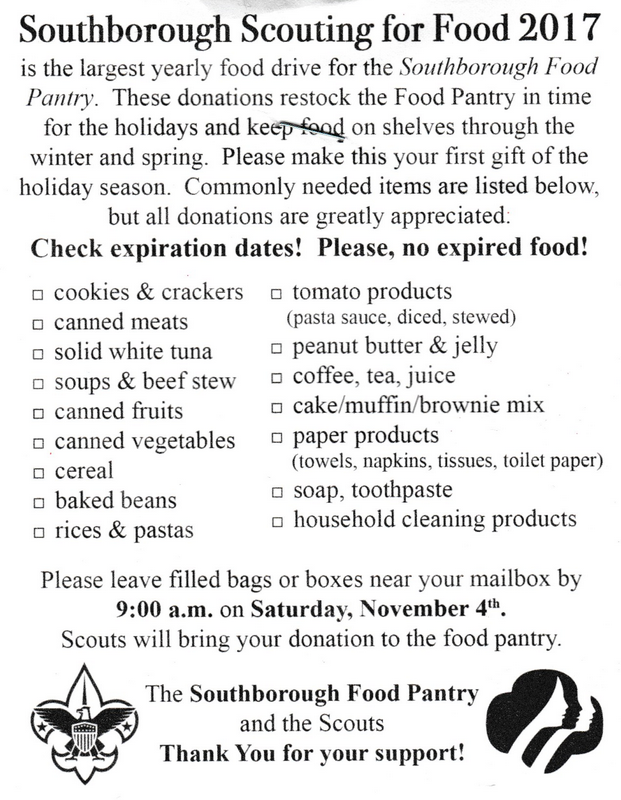 Scouting for Food - Bags out by 9am this Saturday - My Southborough