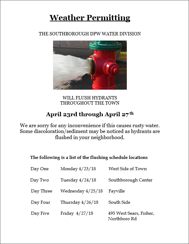 Hydrant flushing this coming week (Check taps and the schedule before ...