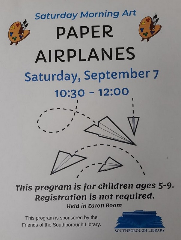 Paper Planes at the Library - September 7th - My Southborough