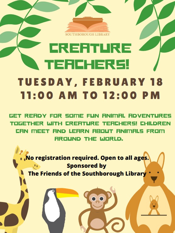Creature Teachers at the Library - February 18 - My Southborough