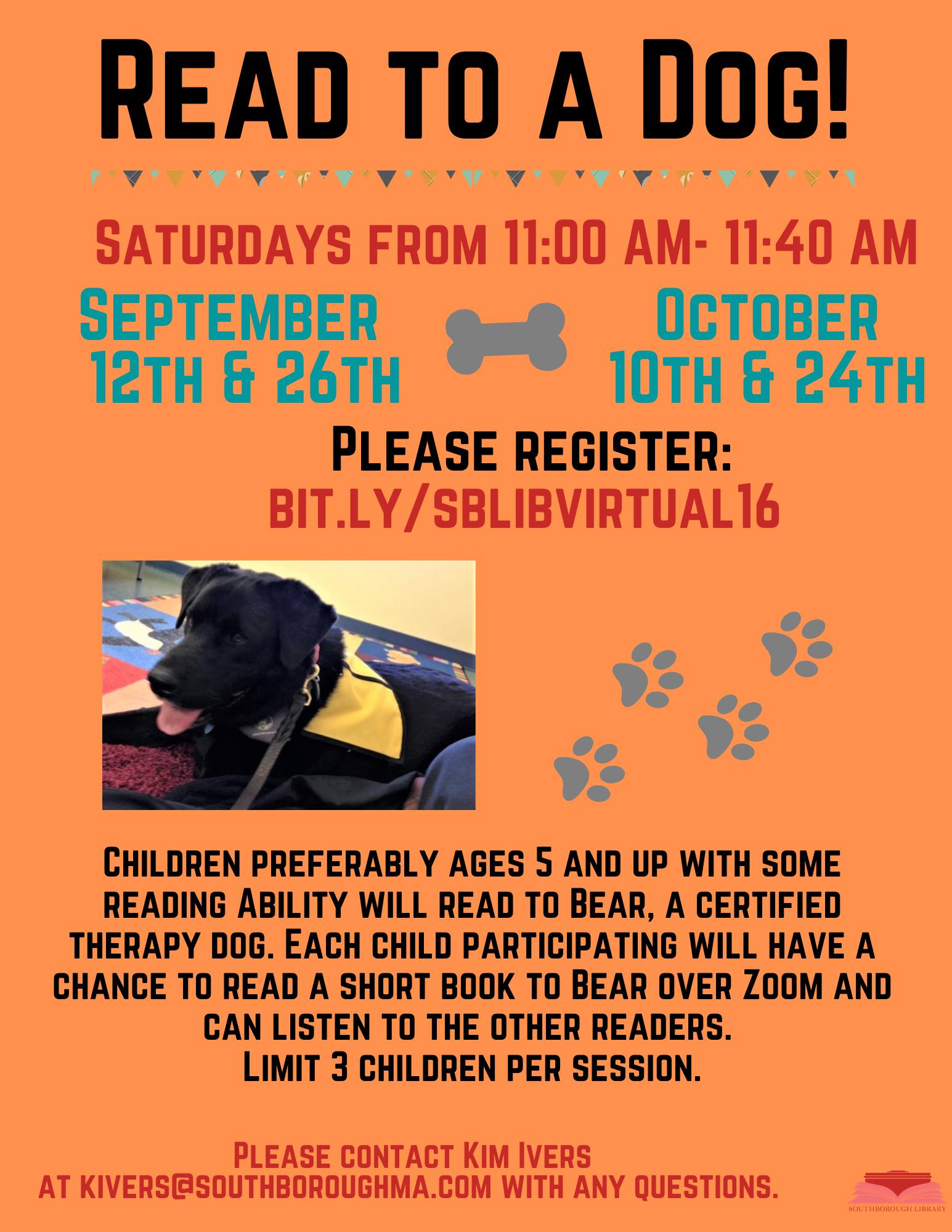 Sign up to "Read to a Dog" over zoom - My Southborough