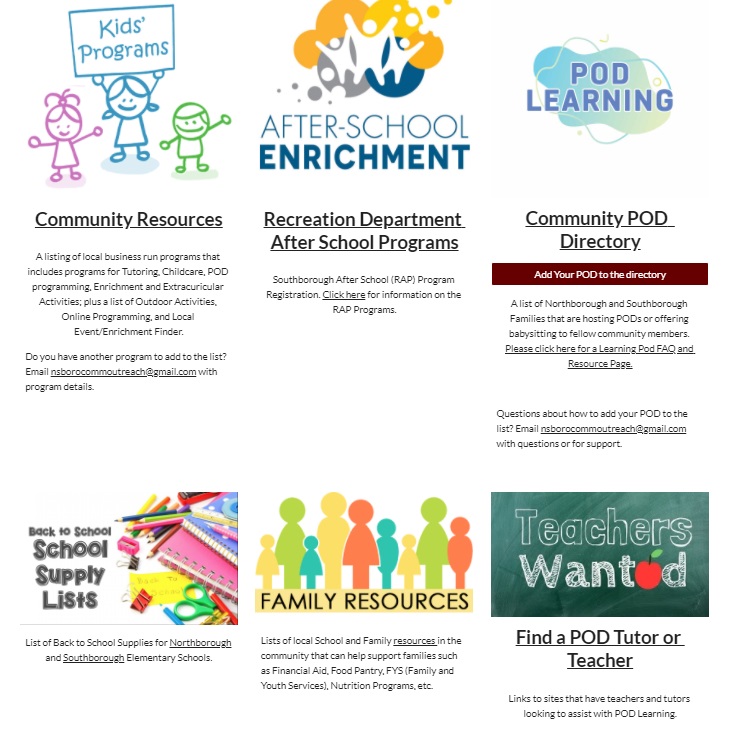 School Updates: Resources for families (including learning POD ...