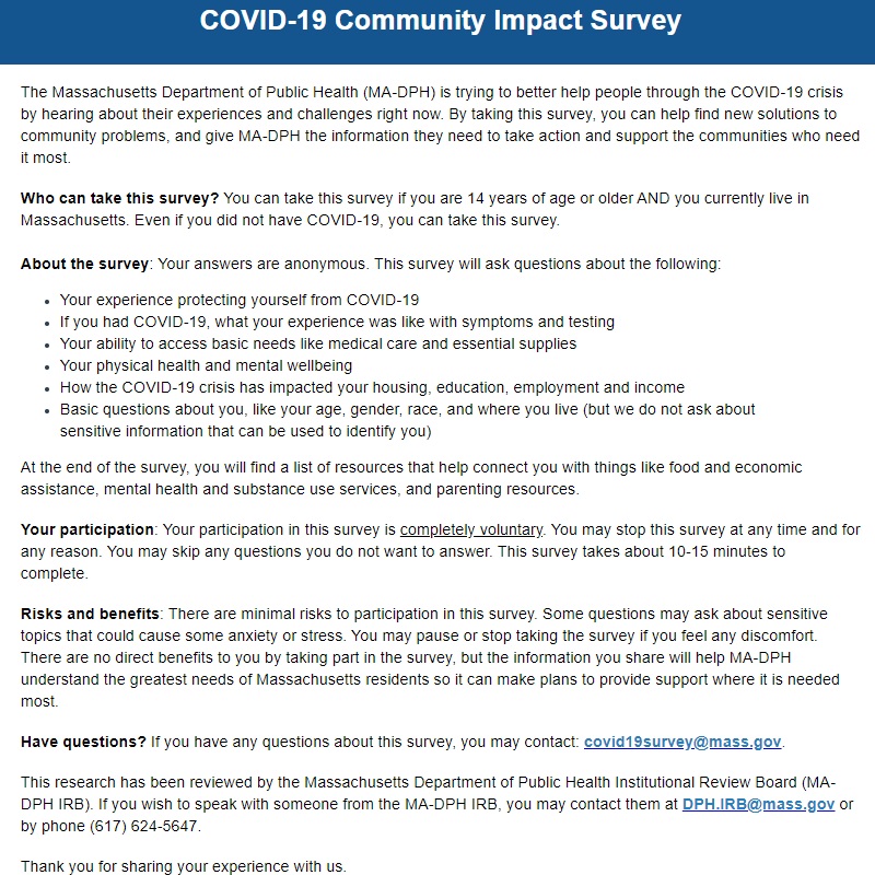 Covid-19 Community Impact Survey - My Southborough