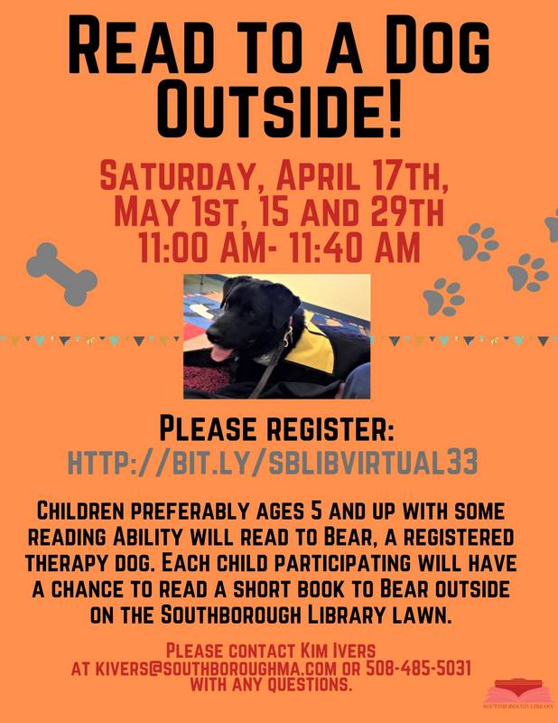 Sign up to "Read to a Dog" in-person - My Southborough