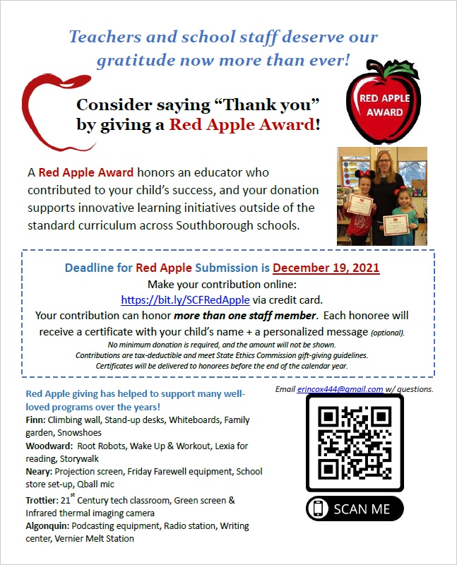 Red Apples for the holidays are due by Dec 19 - My Southborough