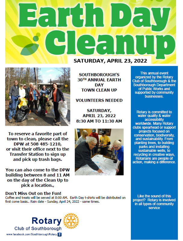 Rotary seeking donations to support Earth Day Cleanup - My Southborough