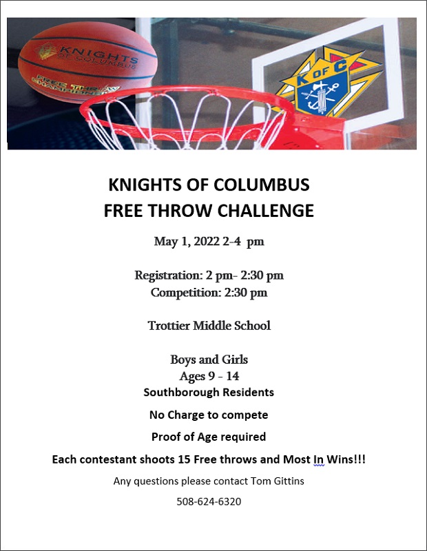 KofC Free Throw contest for kids - May 1 - My Southborough