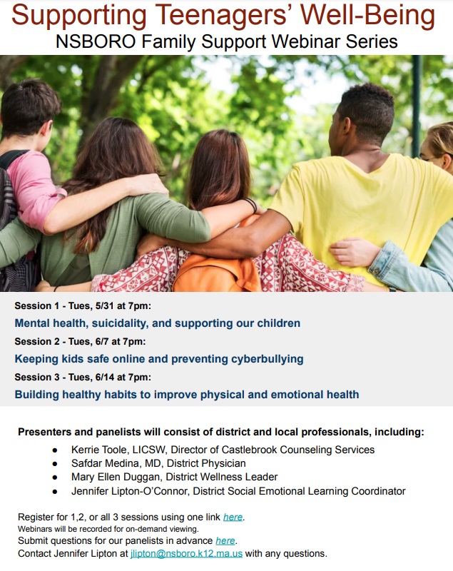 "Family Support" webinars on Teens' Well-Being - My Southborough