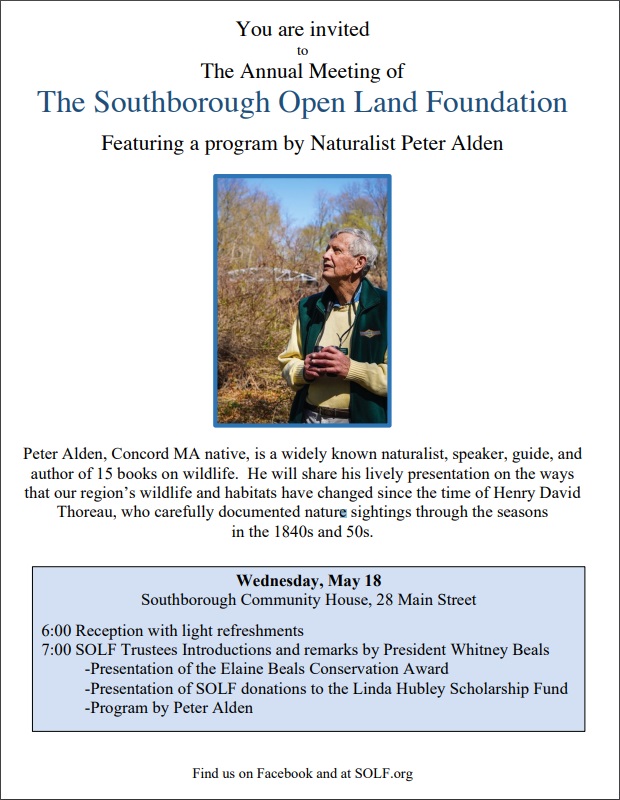 Hear from naturalist Peter Alden at SOLF's Annual Meeting - Wednesday ...