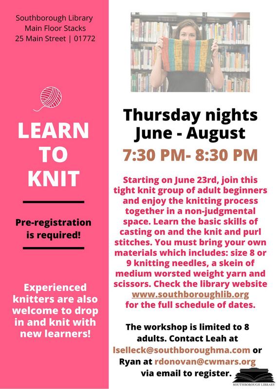 Learn to Knit at the Library (Updated - full) - My Southborough