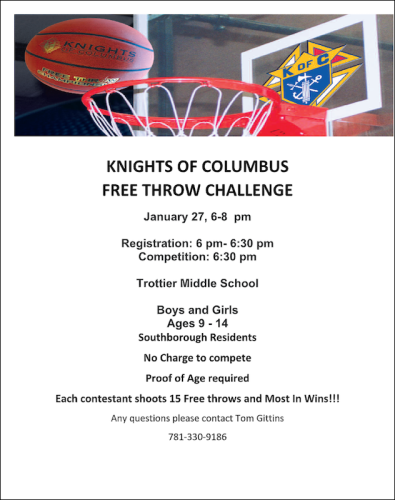 Free Throw contest for kids - January 26 - My Southborough