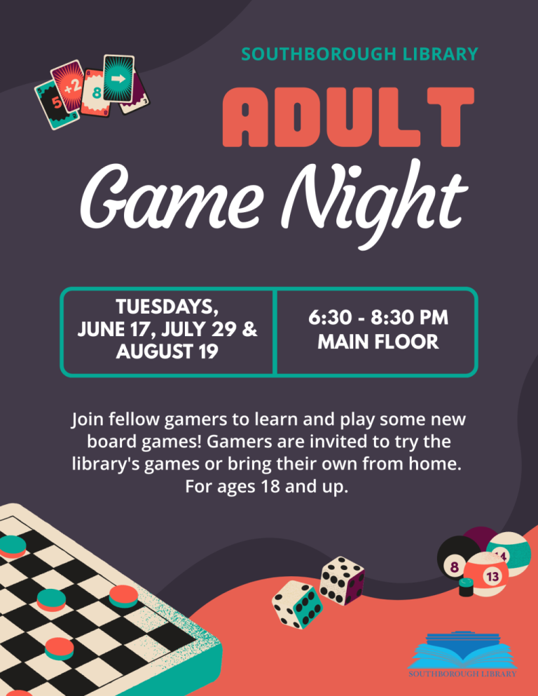 Adult Game Night at the Library — June 17th - My Southborough