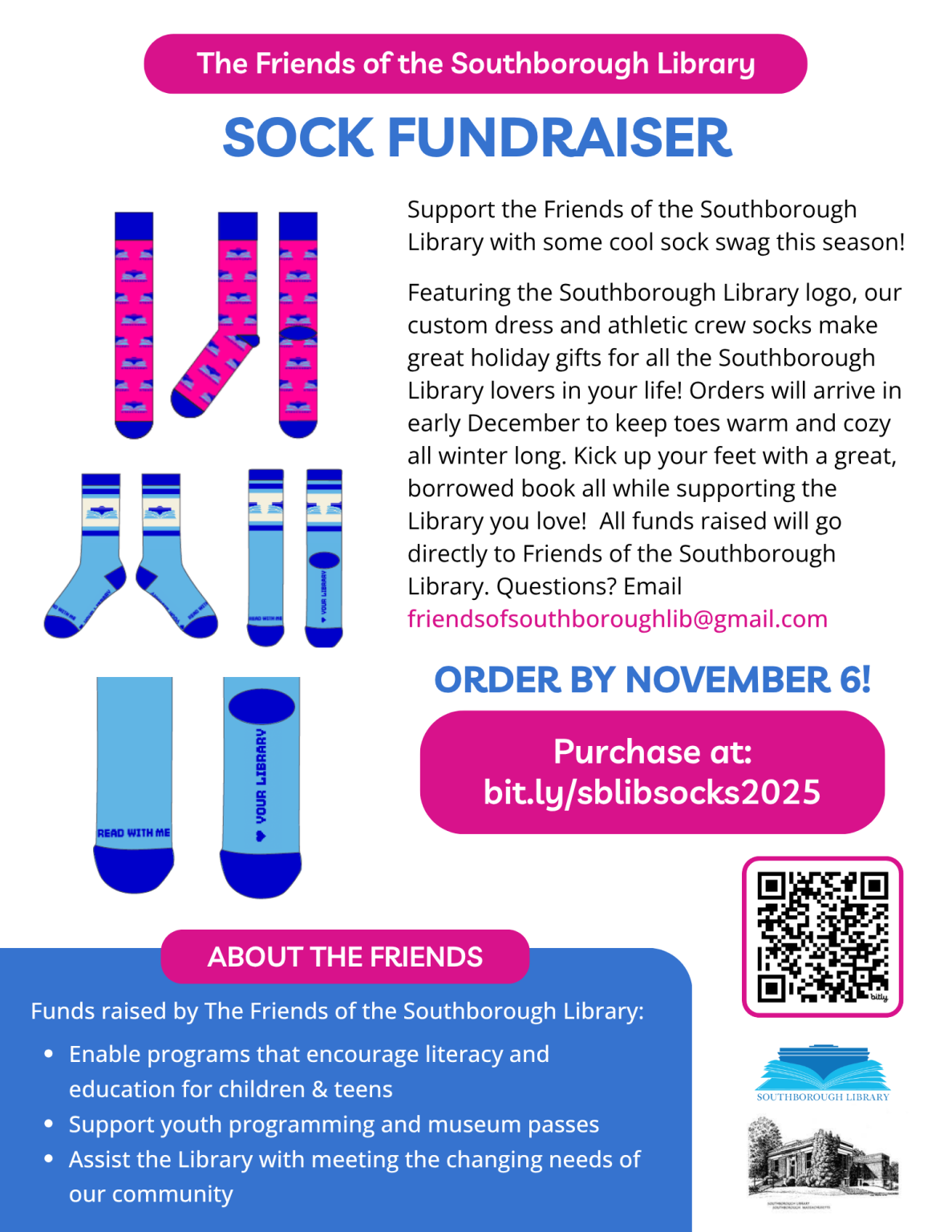 Friends of the Library Socks Fundraiser - My Southborough